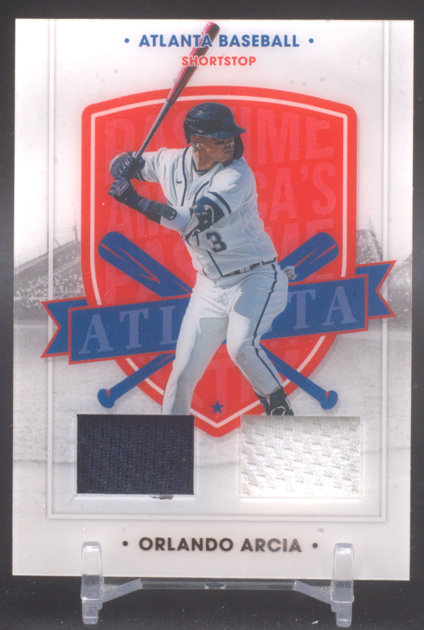 2021 Chronicles America's Pastime Dual Relic, Orlando Arcia, Atlanta Braves