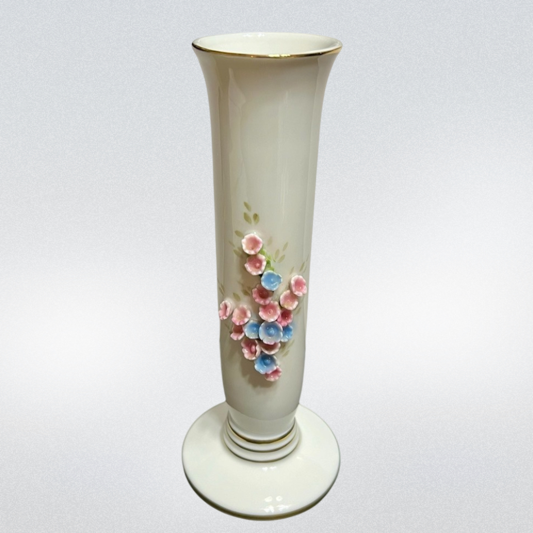 MARKDOWN! Lefton China Bud Vase Hand Painted Applied Flowers Gold ...