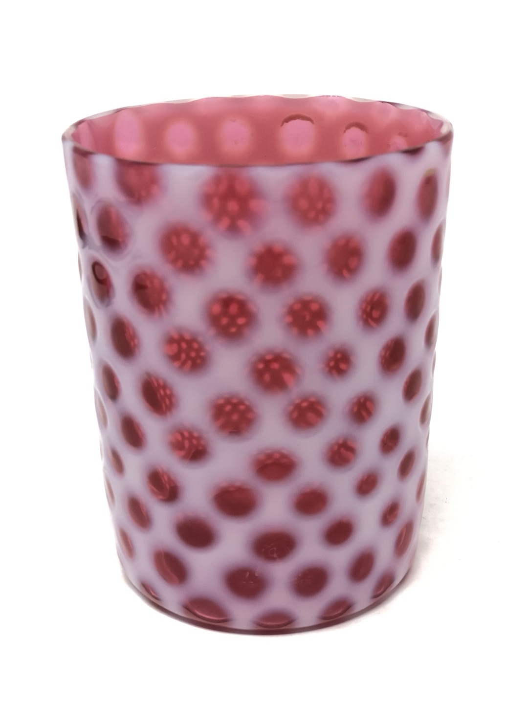 Fenton Cranberry Opalescent Coin Dot Glass Tumbler