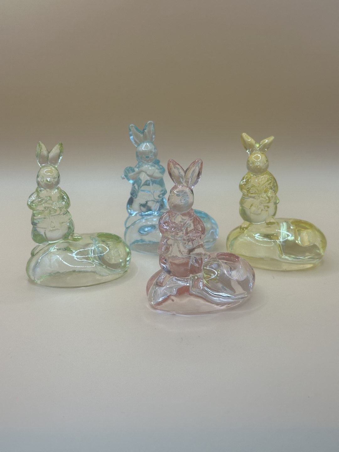 Williams Sonoma Easter Bunny Rabbit Band Tiny Taper Candle Holders Set Of 4