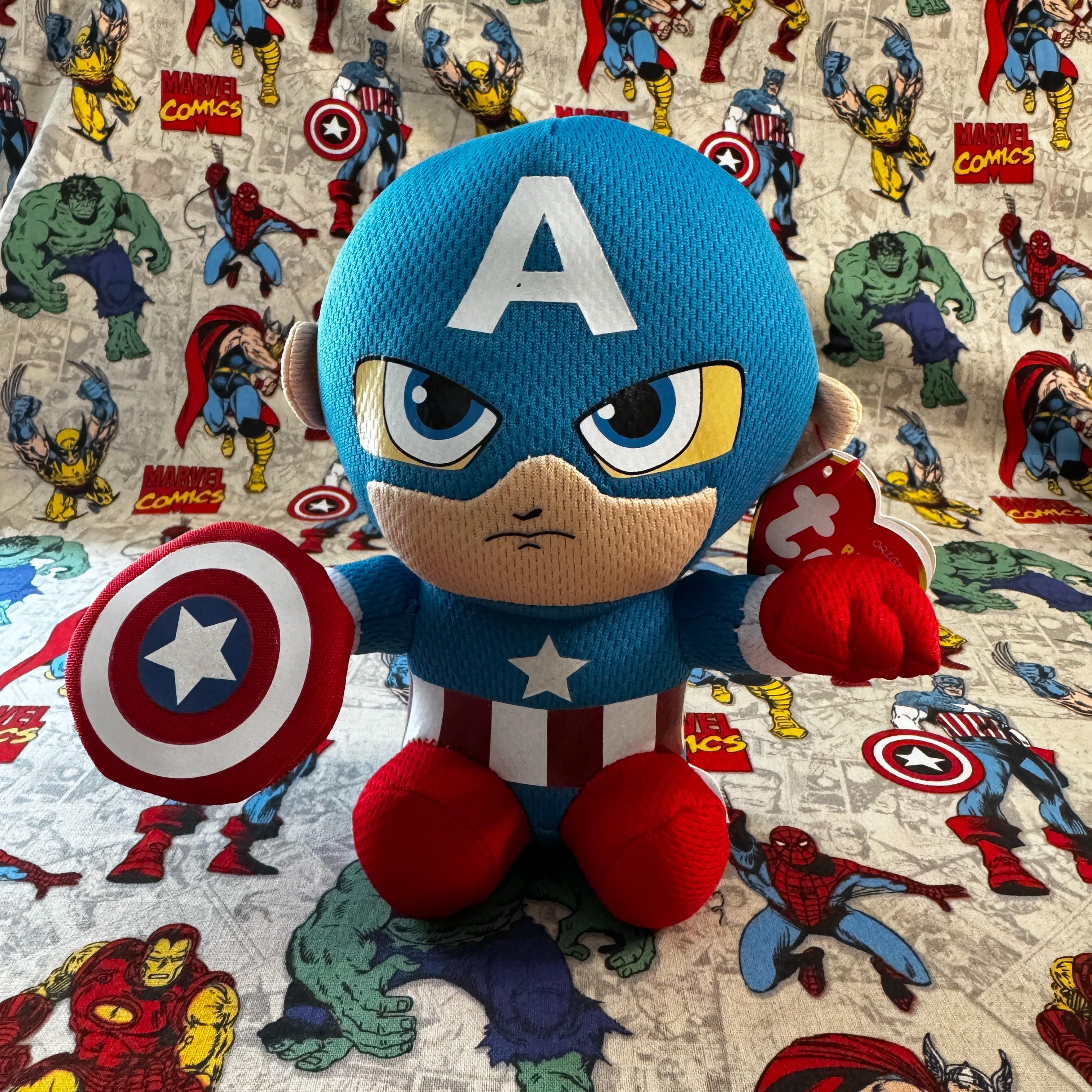 Captain America Avengers Marvel Plush TY Beanie Baby Stuffed Animal Toy ...