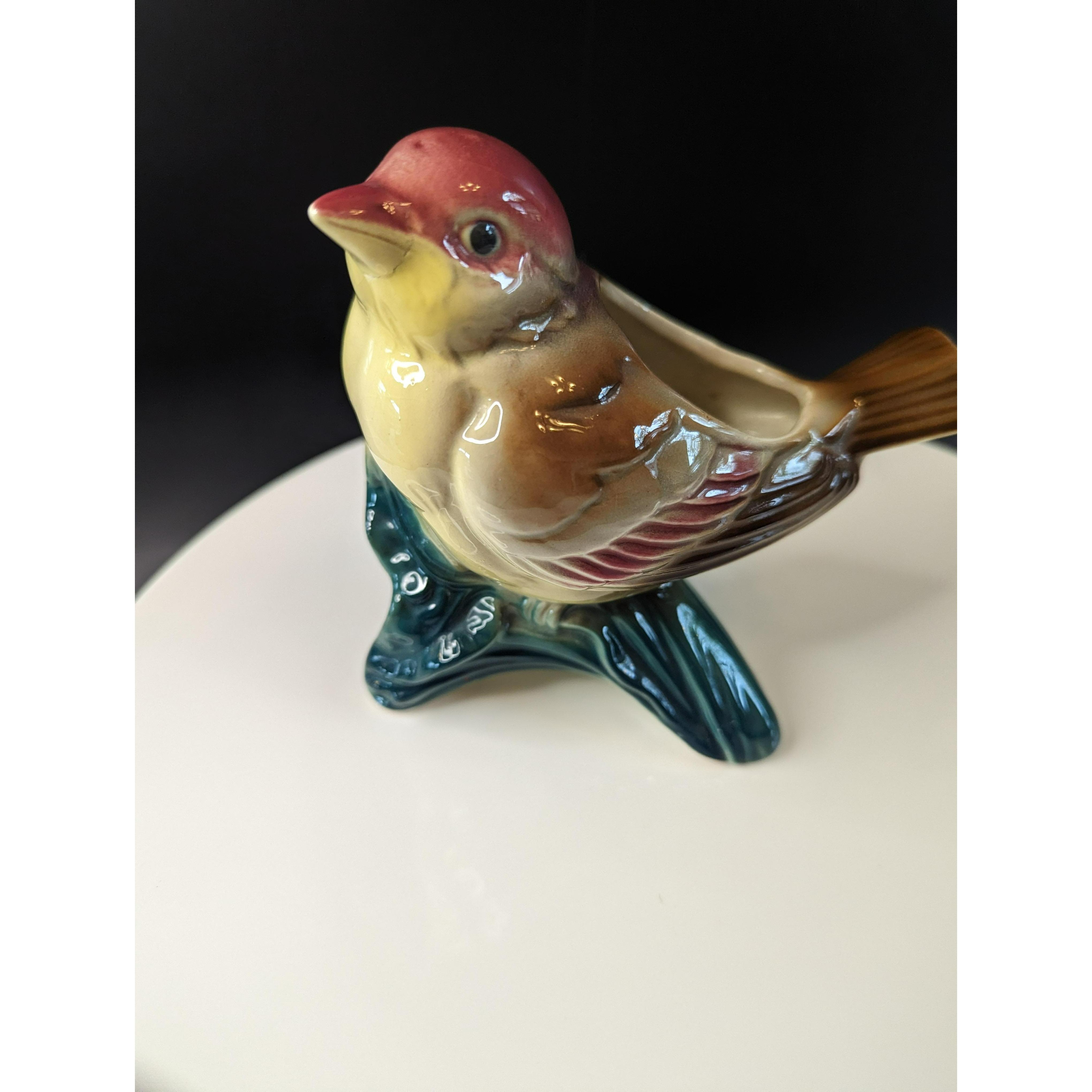 Charming Ceramic Songbird Figurine Planter, Vintage Nature-Inspired ...