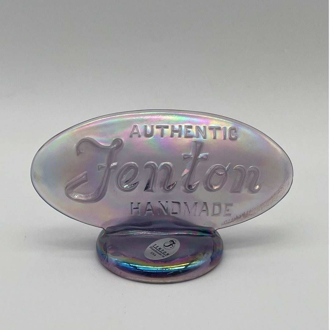 Fenton Art Glass Dealer Display Logo Sign Purple Iridescent