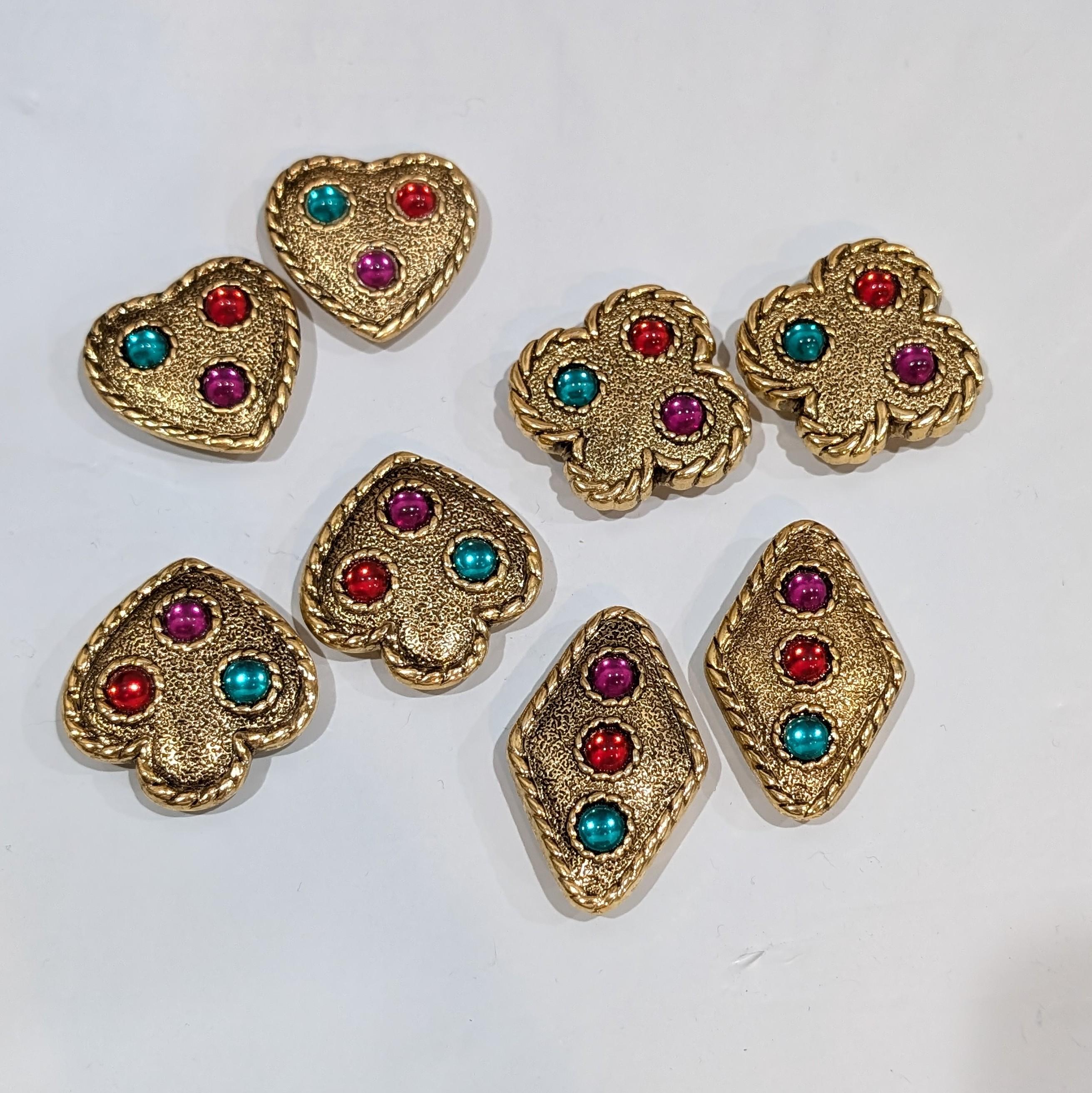 Vintage 80s Jeweled Button Covers, Set Of 8