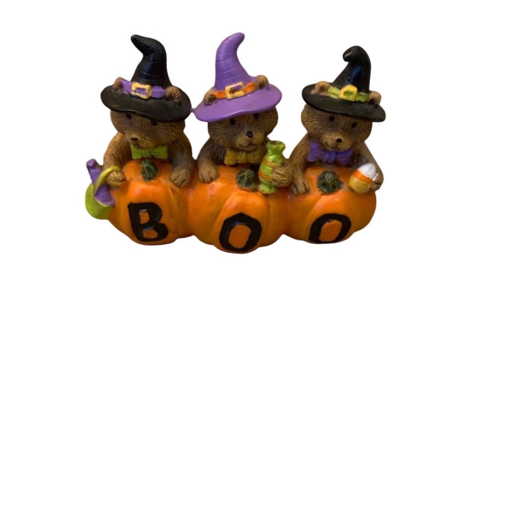 Boo Bears On Pumpkins Figure 4 X 1 1/2 X 2 1/2 Inches
