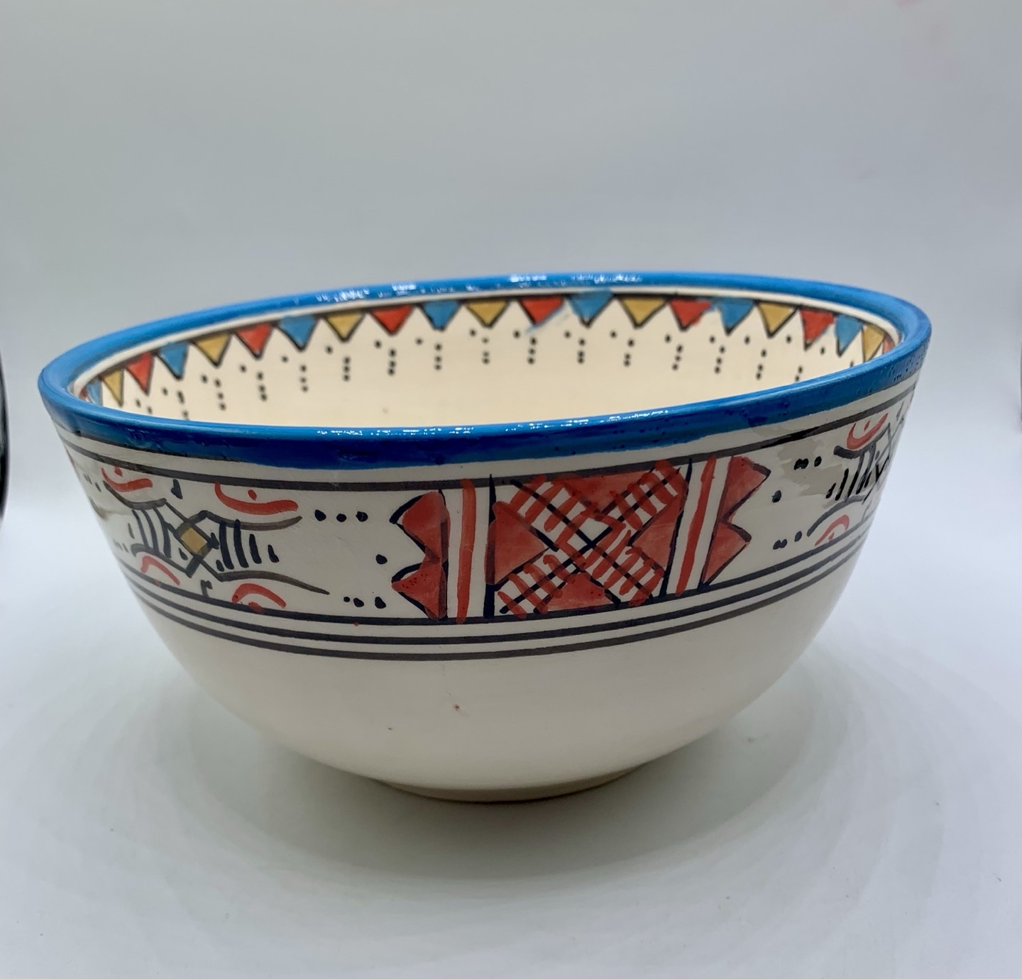 SERGHINI SAFI Signed Moroccan Pottery Bowl 7.5”x4”Hand Thrown & Painted ...