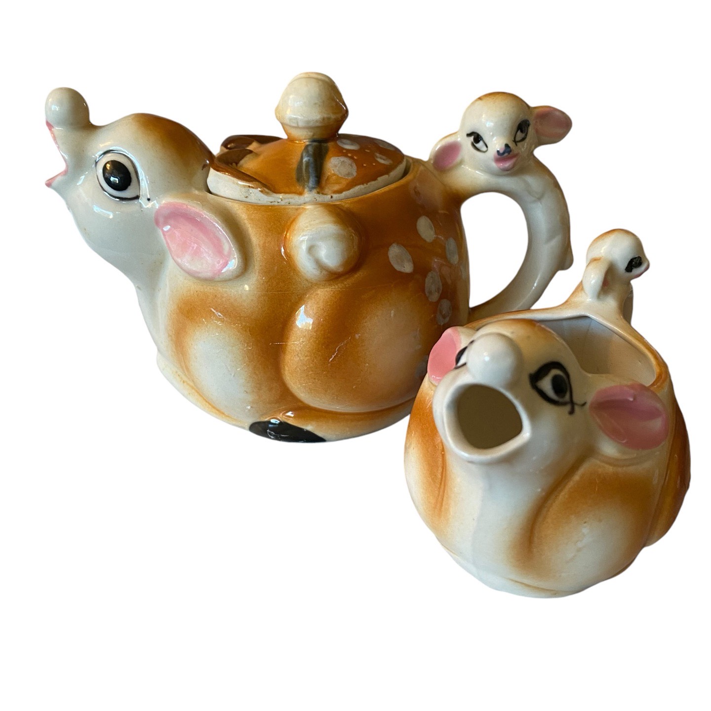 Vintage Deer Tea Set, Cream, Tea Pot, circa 1940s, 1950s