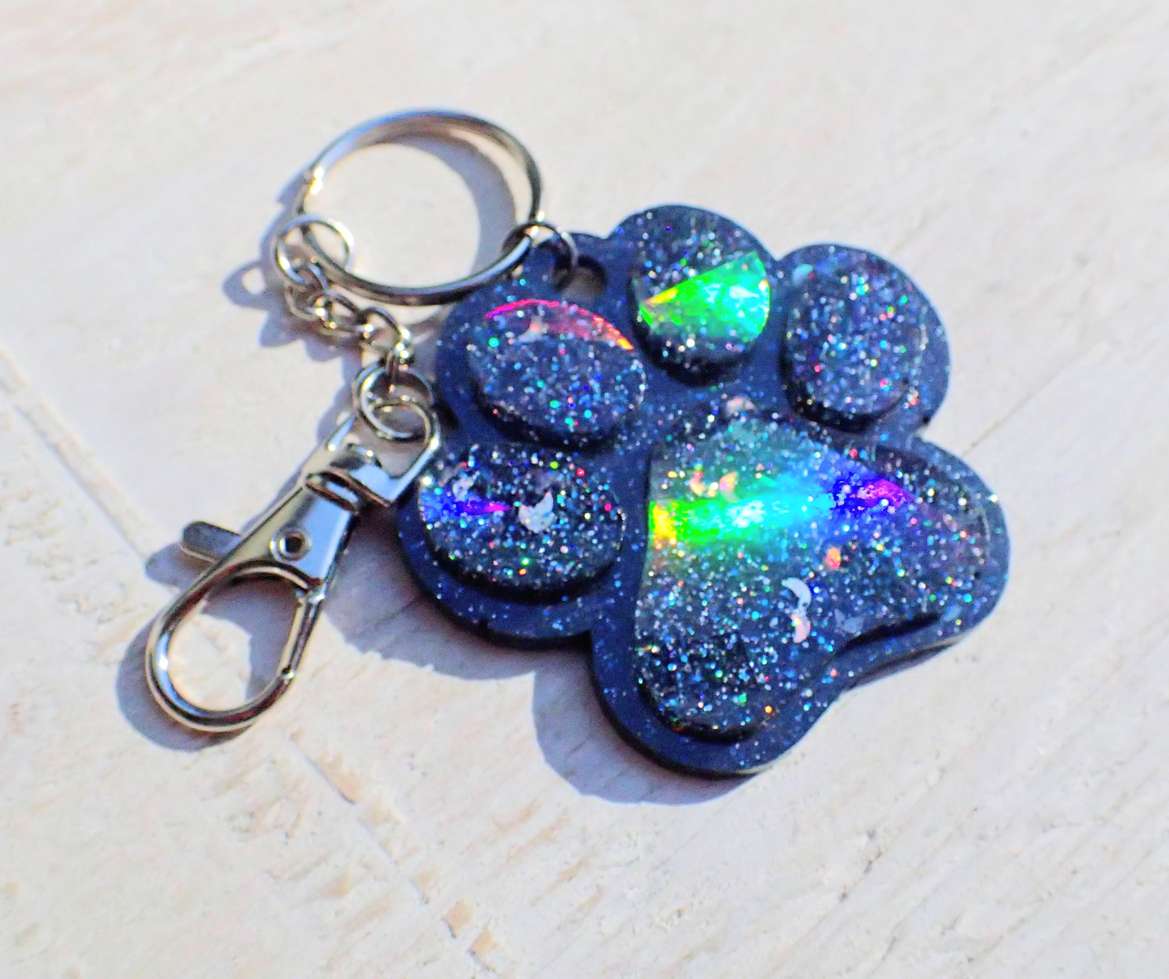 Holographic Dog Cat Paw with Toe Beans Keychain / Bagclip. Handmade By ...