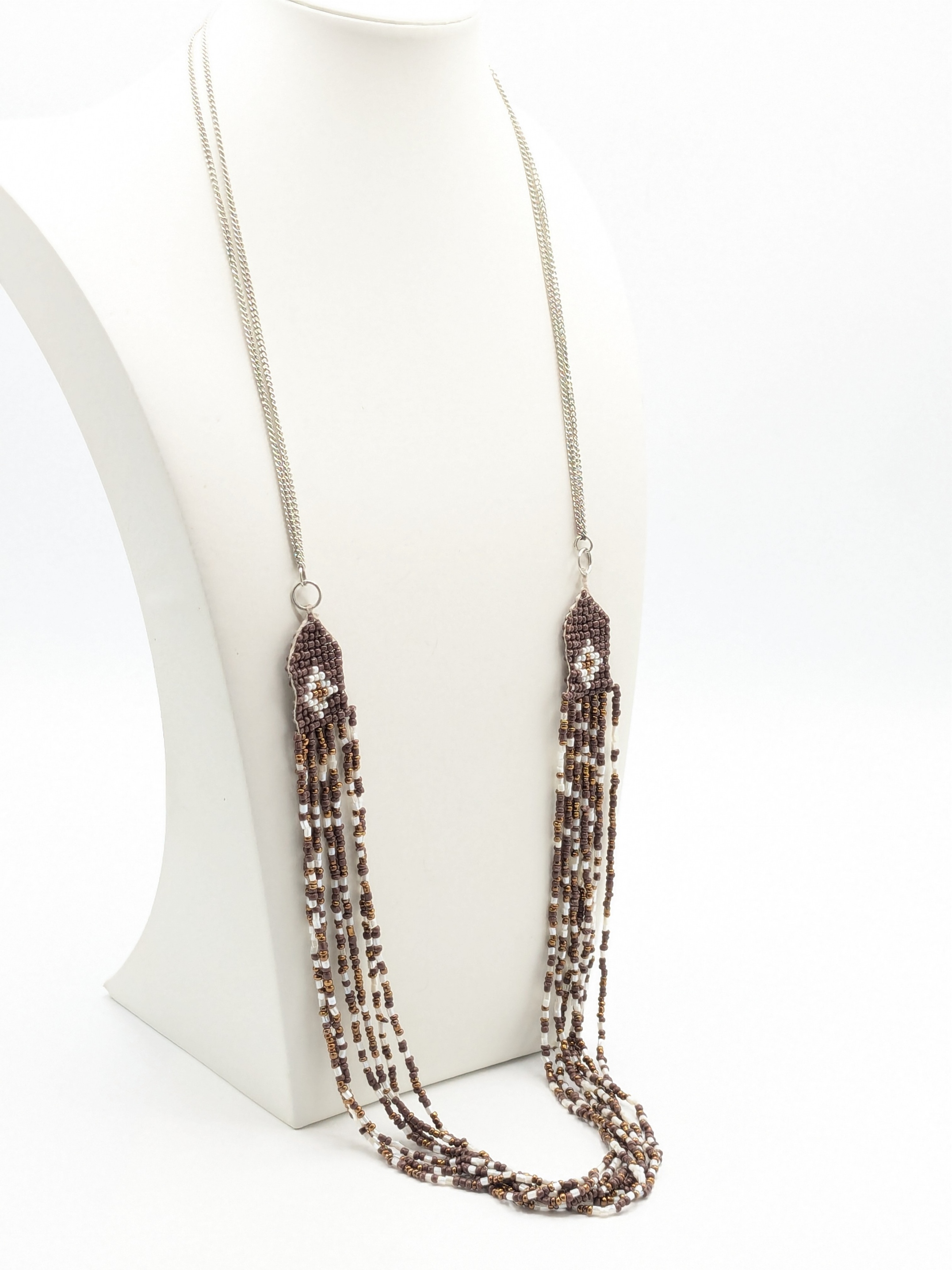 Mudd Silver Tone Brown Seed Bead Necklace
