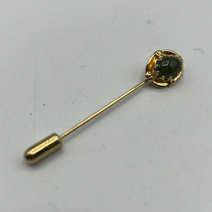 1/20 12K Gold Filled Stick Pin Jade Stone