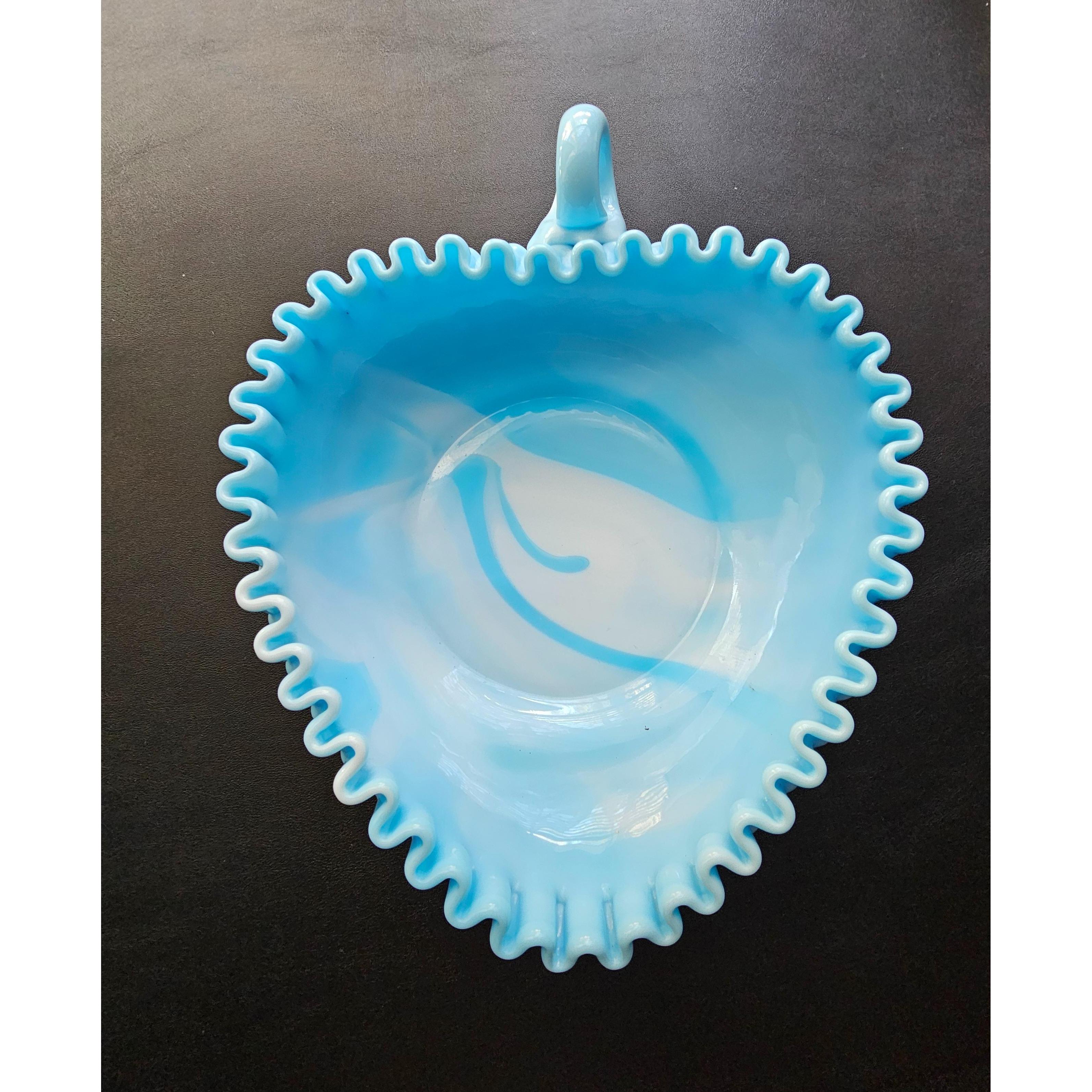 Vintage Fenton Blue Slag Glass Hobnail Heart Shape Candy Jewelry ...