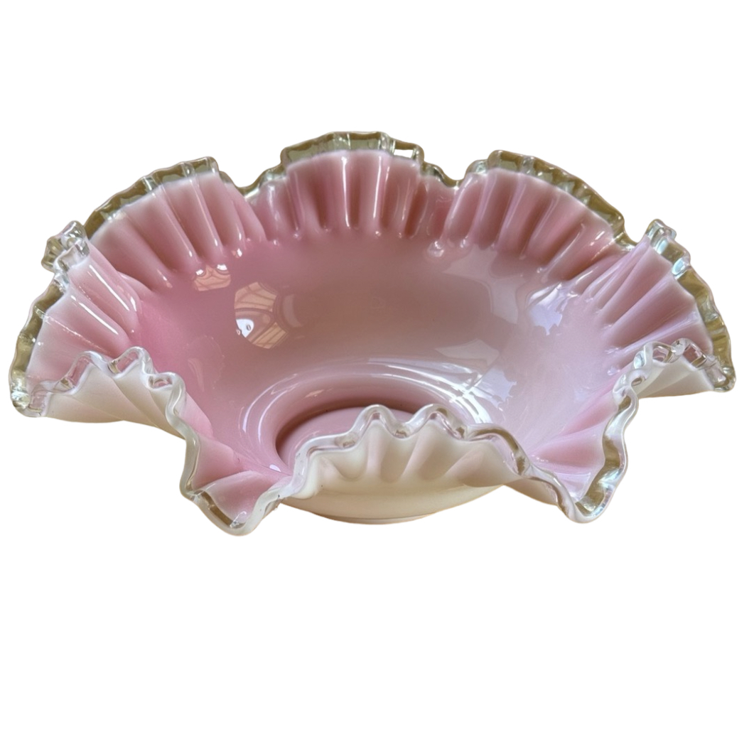 Fenton Pink 10" Silvercrest Bowl
