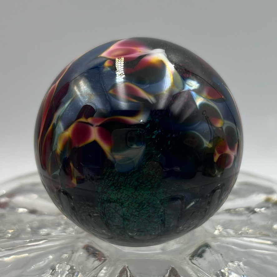 35 Maytum Studio 1994 Rainbow Iridescent Interior Art Glass Paperweight ...