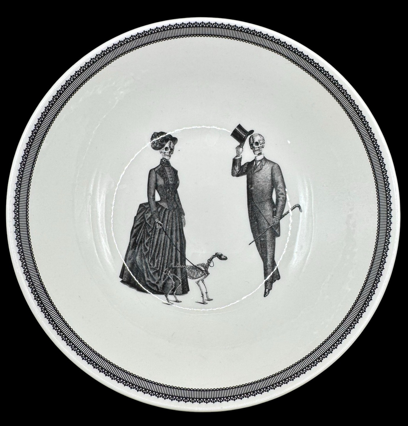 Victorian English Pottery Edward Challinor Soup Bowl Skeleton Halloween ...