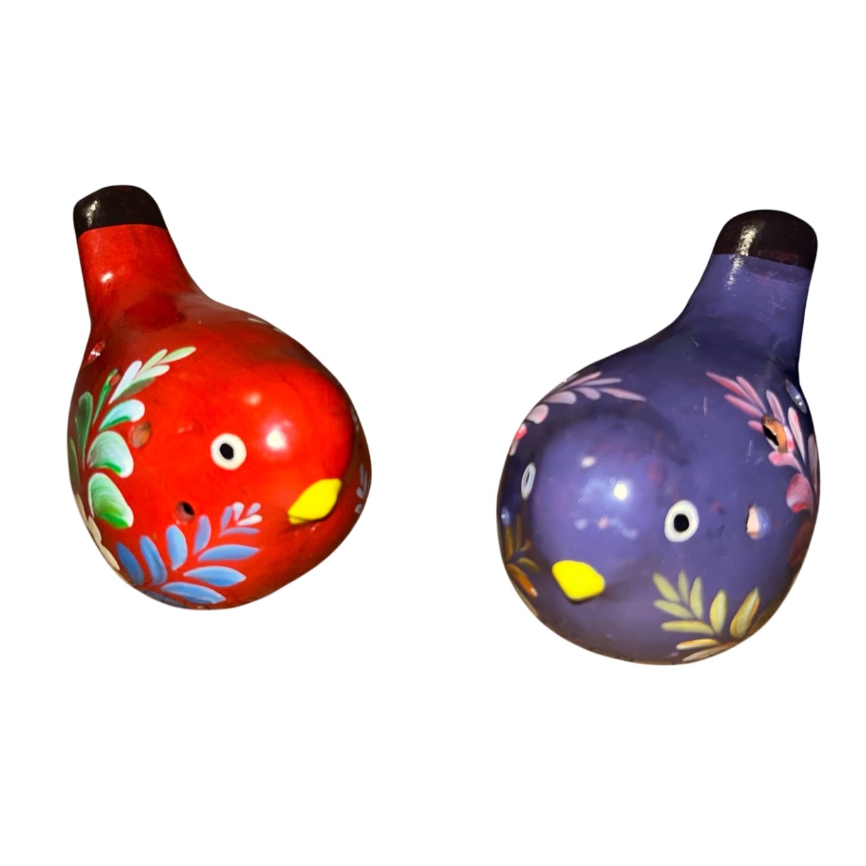 4" CUSCO PERU Peruvian whistle Hand painted BIRD flute clay pottery ...