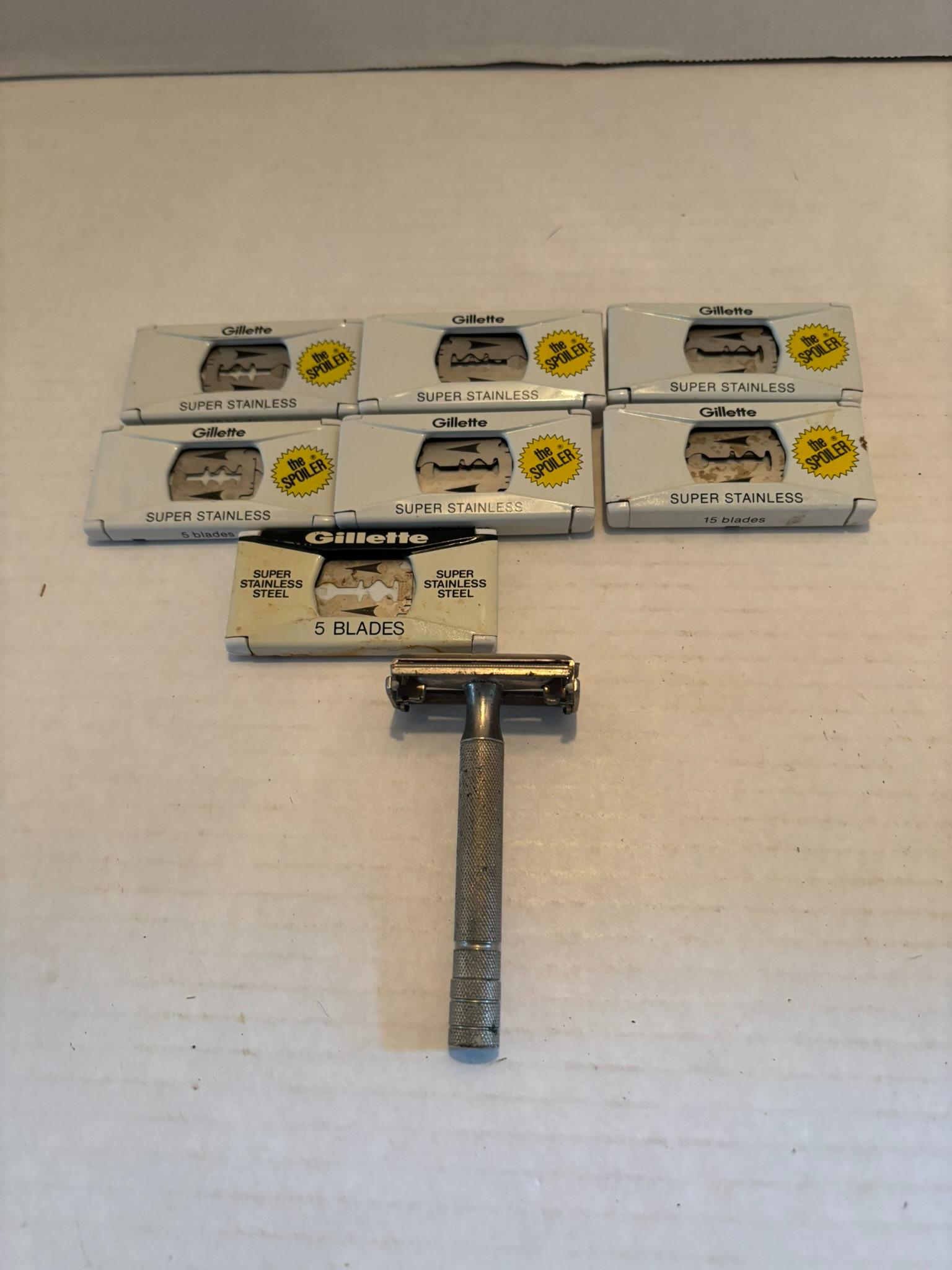 Vintage Gillette Super Speed Safety Razor w/ 7pks Gillette Super ...