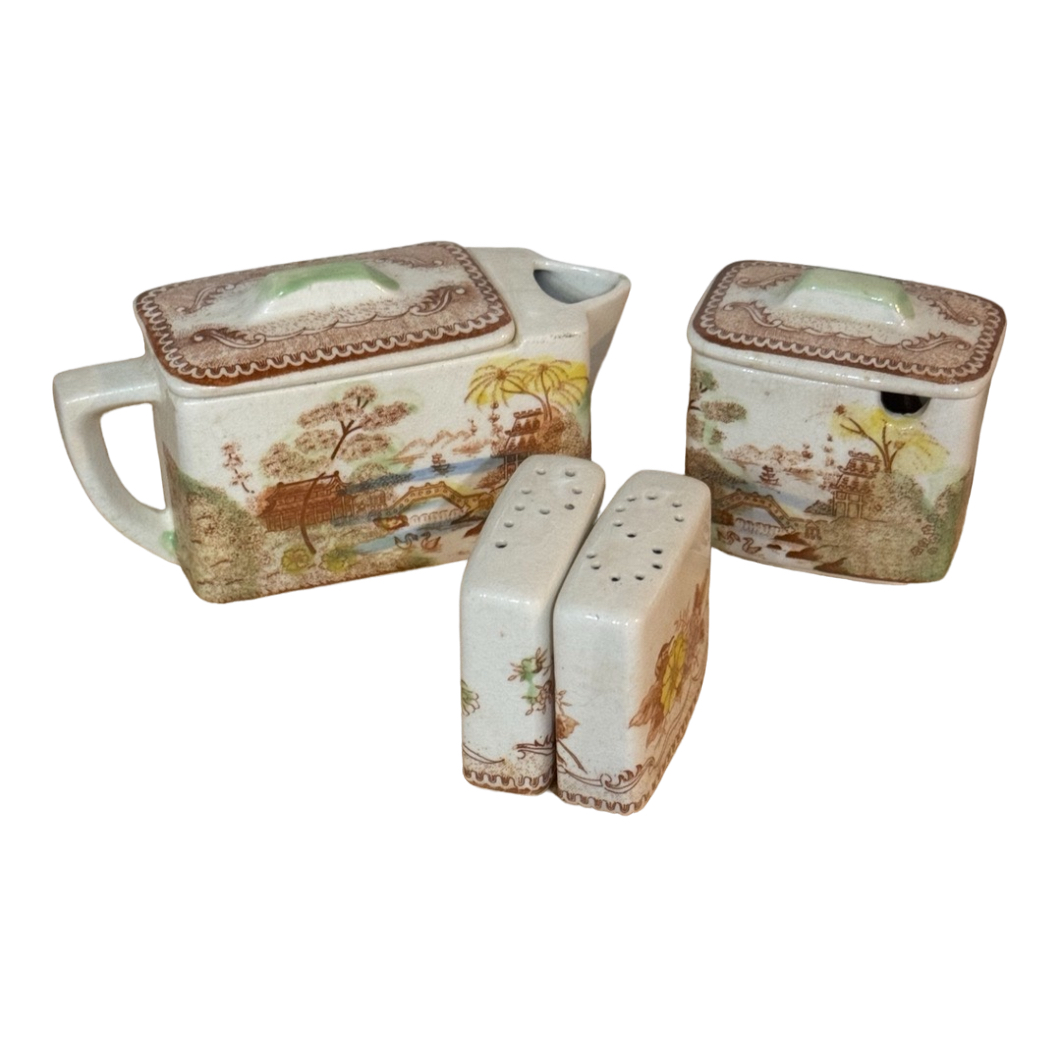 Vintage Condiment Set, Brown and Richie Oriental Garden Condiment set