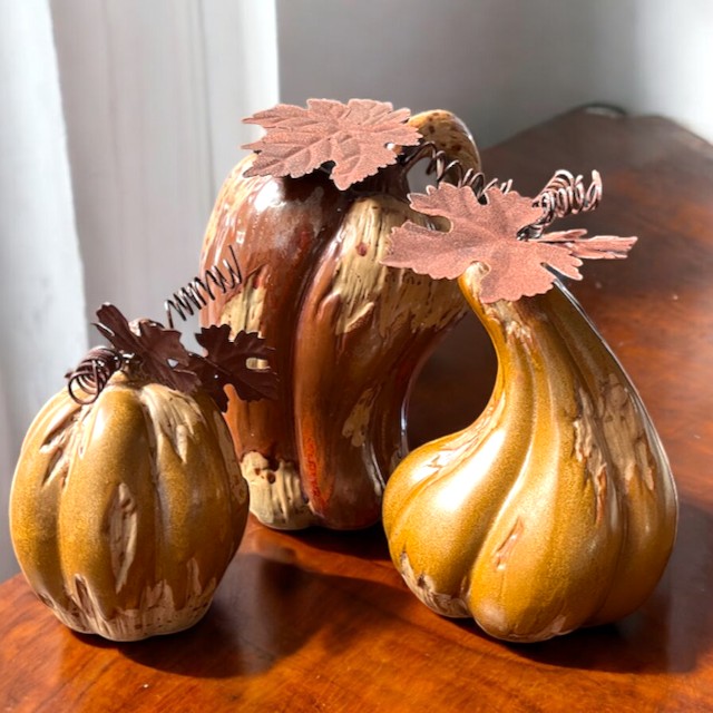 Set of Ceramic Pumpkins & Gourds Harvest Fall Decor Assorted Sizes