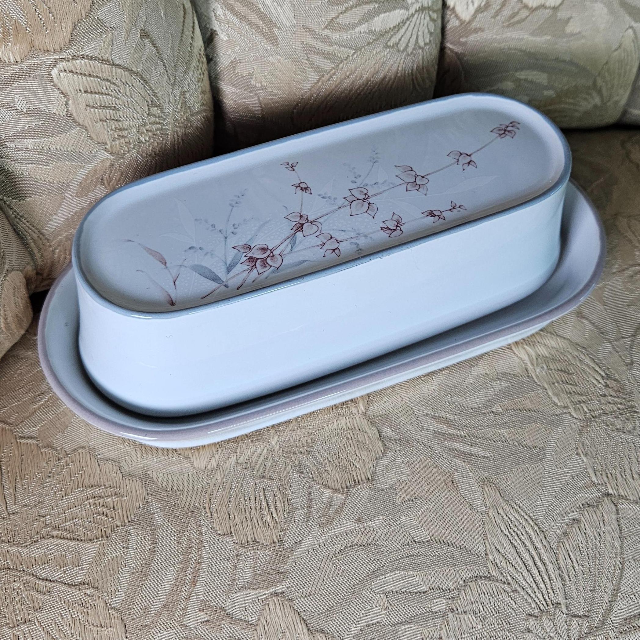 Noritake Woodstock 1/4lb Floral Porcelain Butter Dish