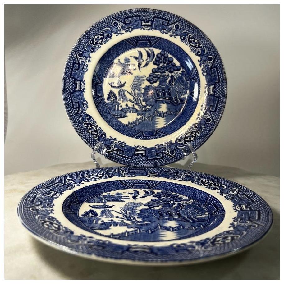 Set Of 2 V.R. Midwinter Willow Pattern Plates Made In England Blue ...