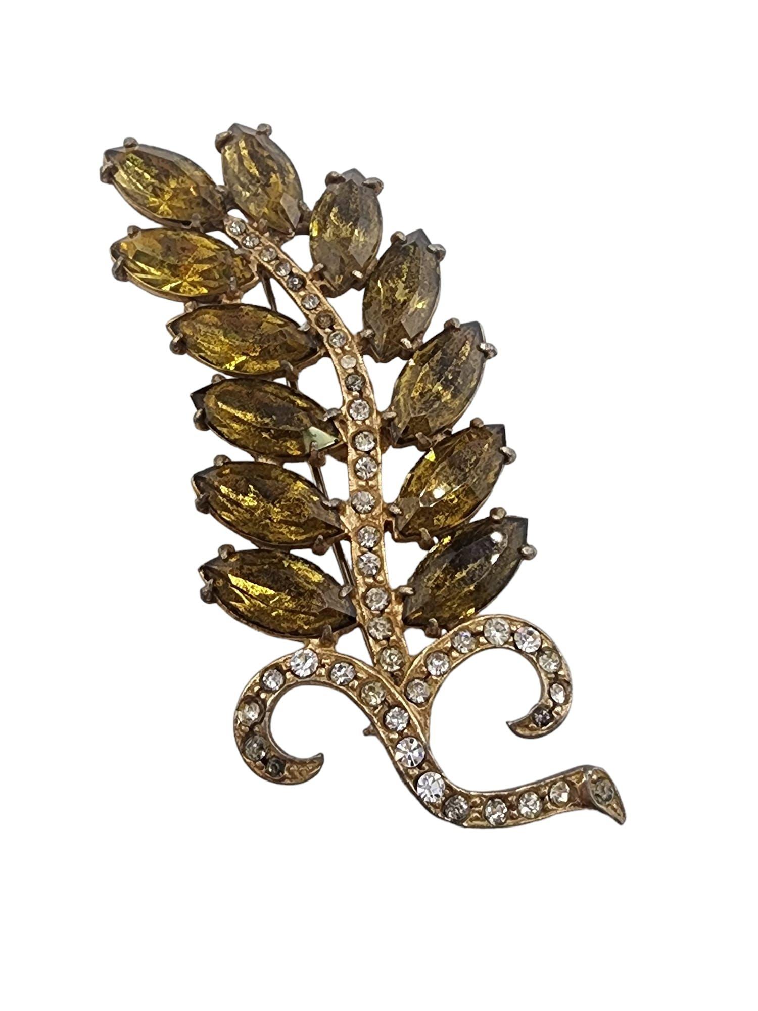 Vintage Signed Joseph Weisner Rhinestone Lead Brooch (A4952)