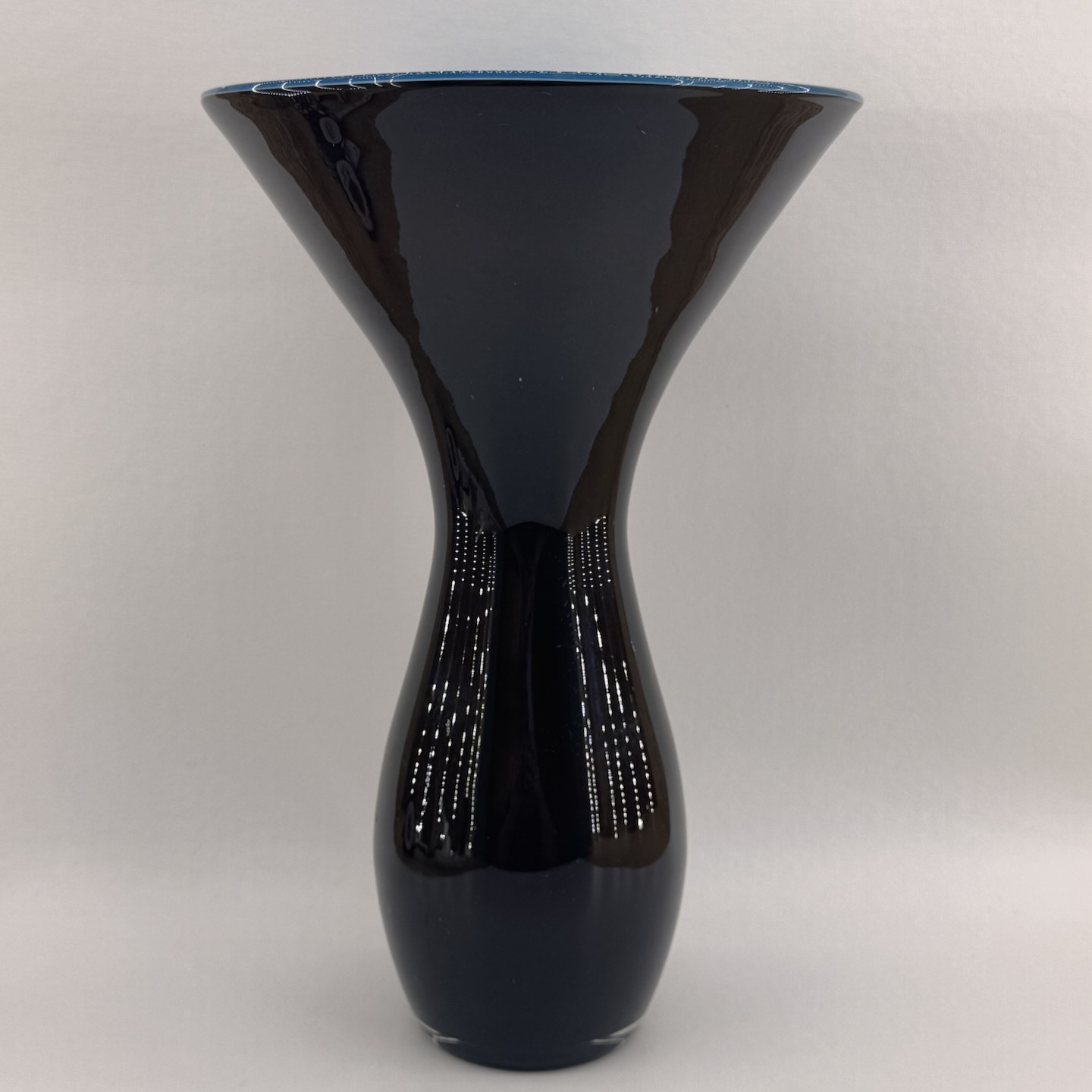 Vintage Murano Blown Glass Vase 12” H 8”Flare Rim Turquoise & Amethyst ...