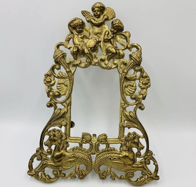24. brass Picture frame With seahorses And Cherubs Sea Serpent