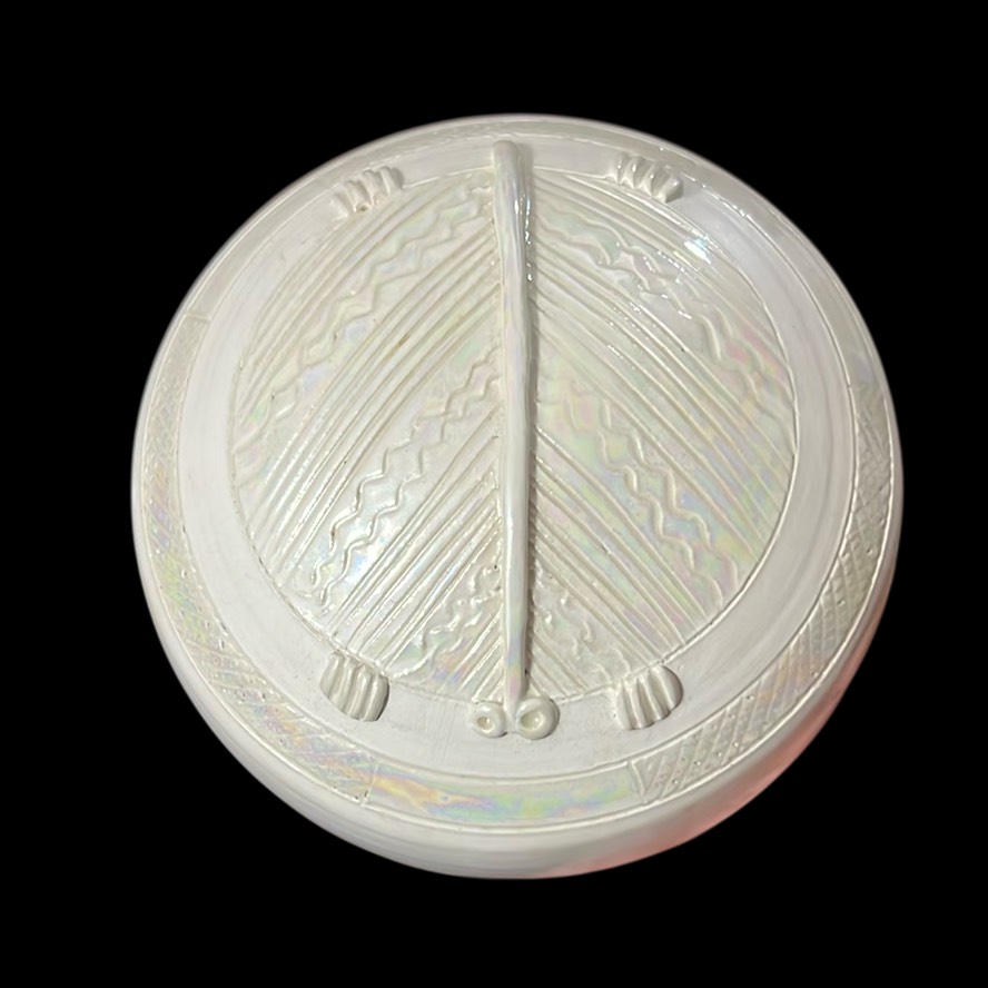 White Clay Carved Abstract Turtle Box