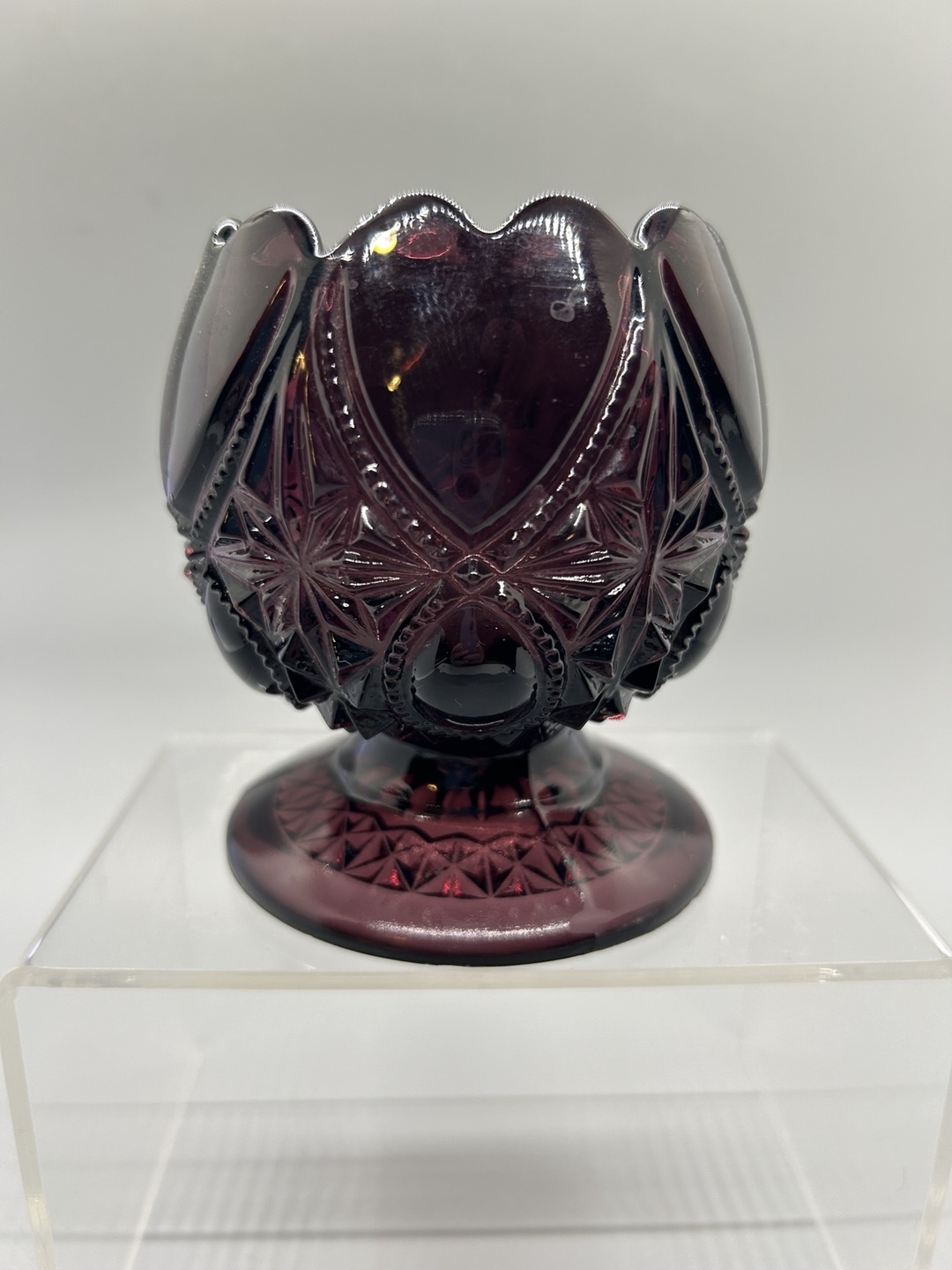 Amethyst Glass Pedestal Bowl 3.75 In