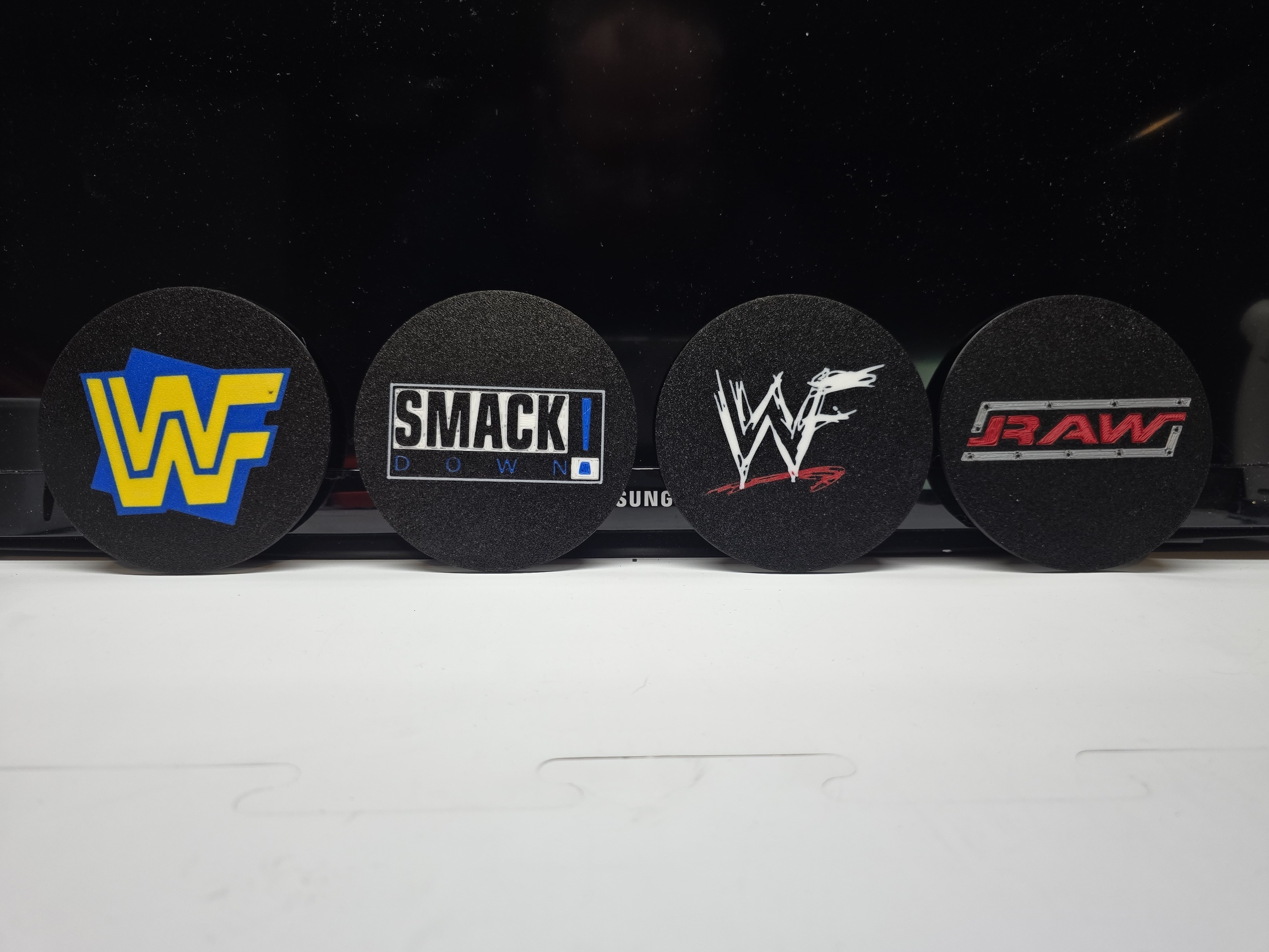 Logo Coaster 4 Pack - WWF (1995), Smack Down, Raw, WWF (1997) - 3d Printed