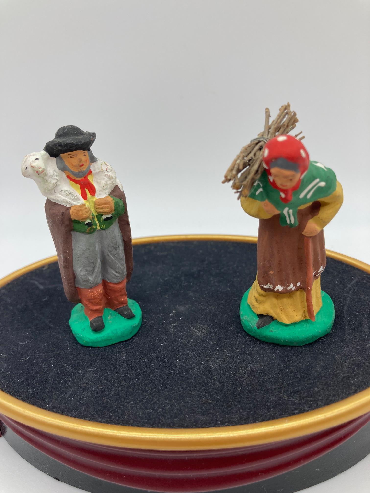 Marius Chave Aubagne French TerraCotta Figurines Shepard, Stick Carrier