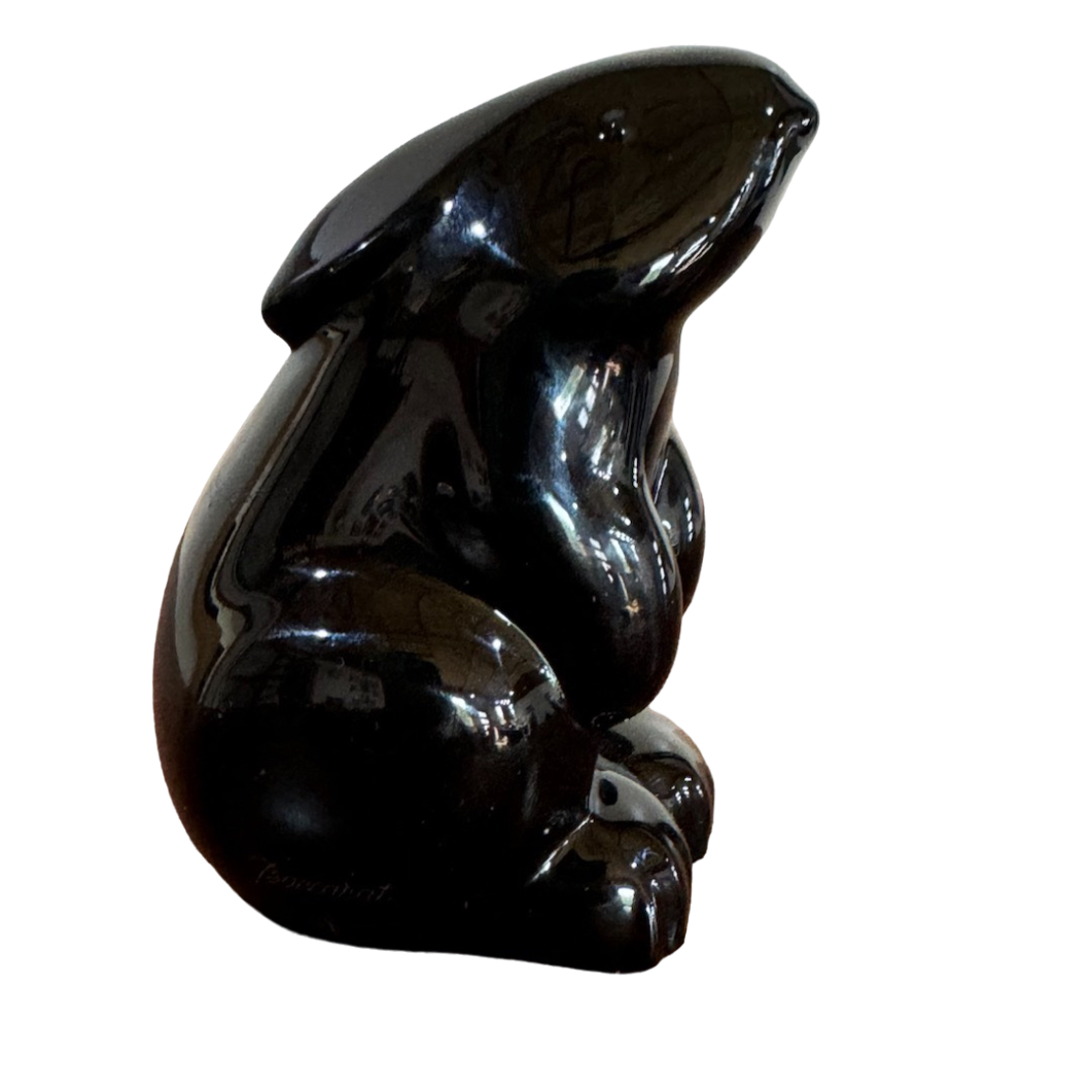 BACCARAT Crystal BUNNY RABBIT Glass Paperweight Black Figurine ...