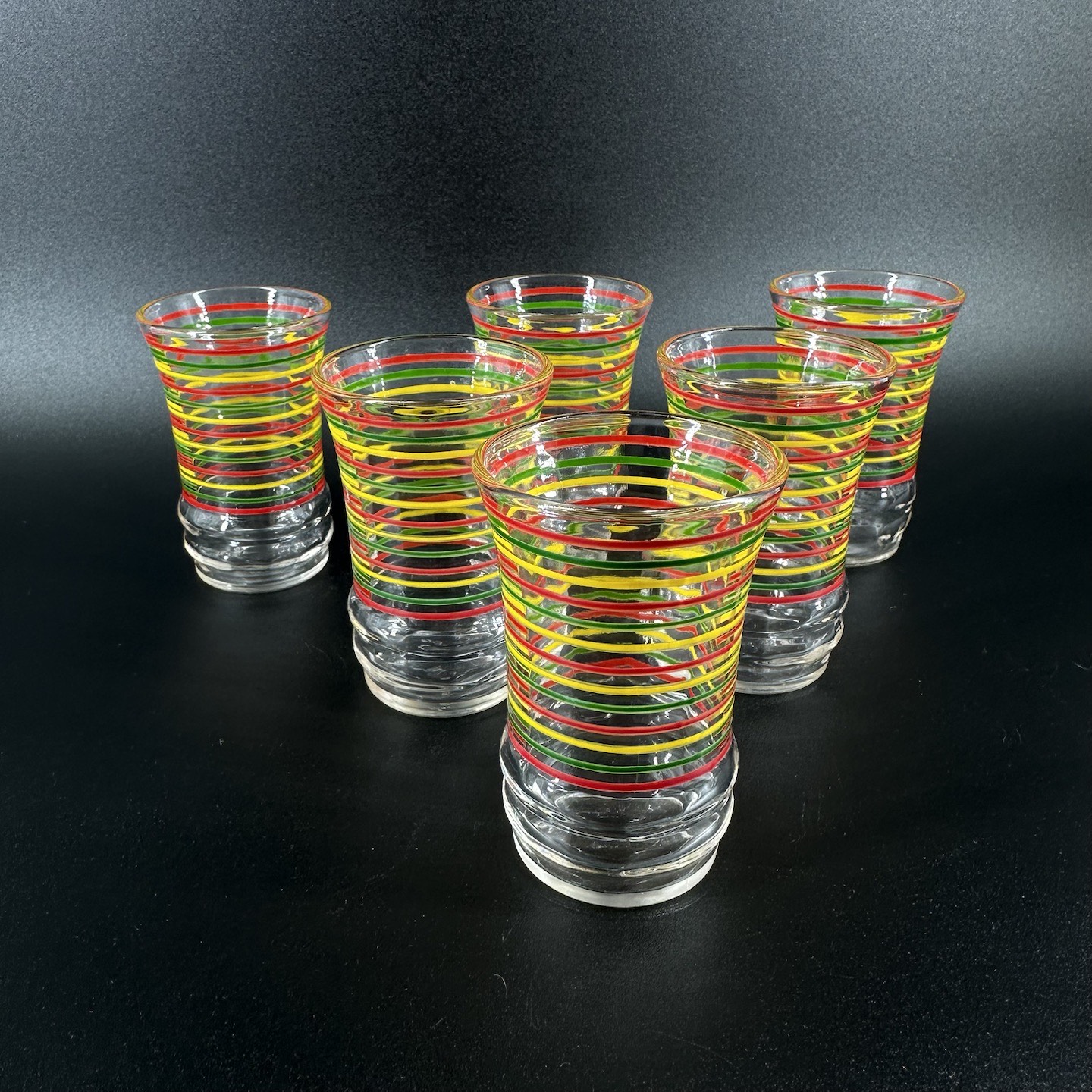 Set 6 Small Striped Glass Juice Cups
