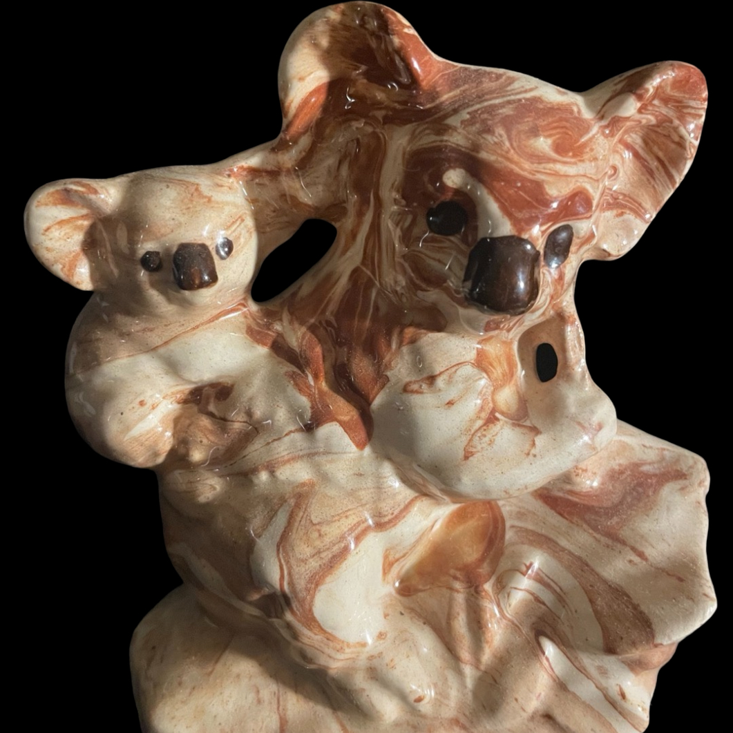 Vintage Montana Clay Handmade by Ella Arthur Koala with Baby Koala