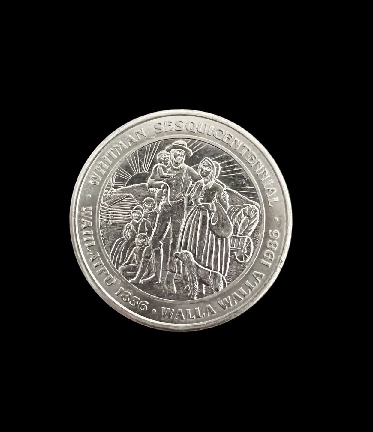 Token 1836-1986 WHITMAN SESQUICENTENNIAL Walla Walla WA Wagon Wheelers ...