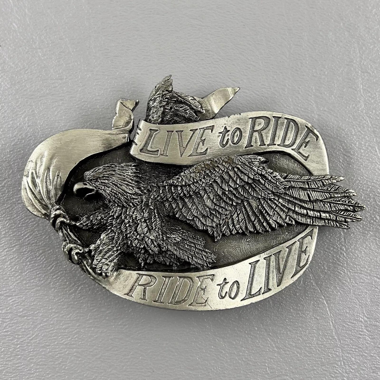 021 Vintage Live To Ride Ride To Live Eagle Belt Buckle Bergamot Brass ...