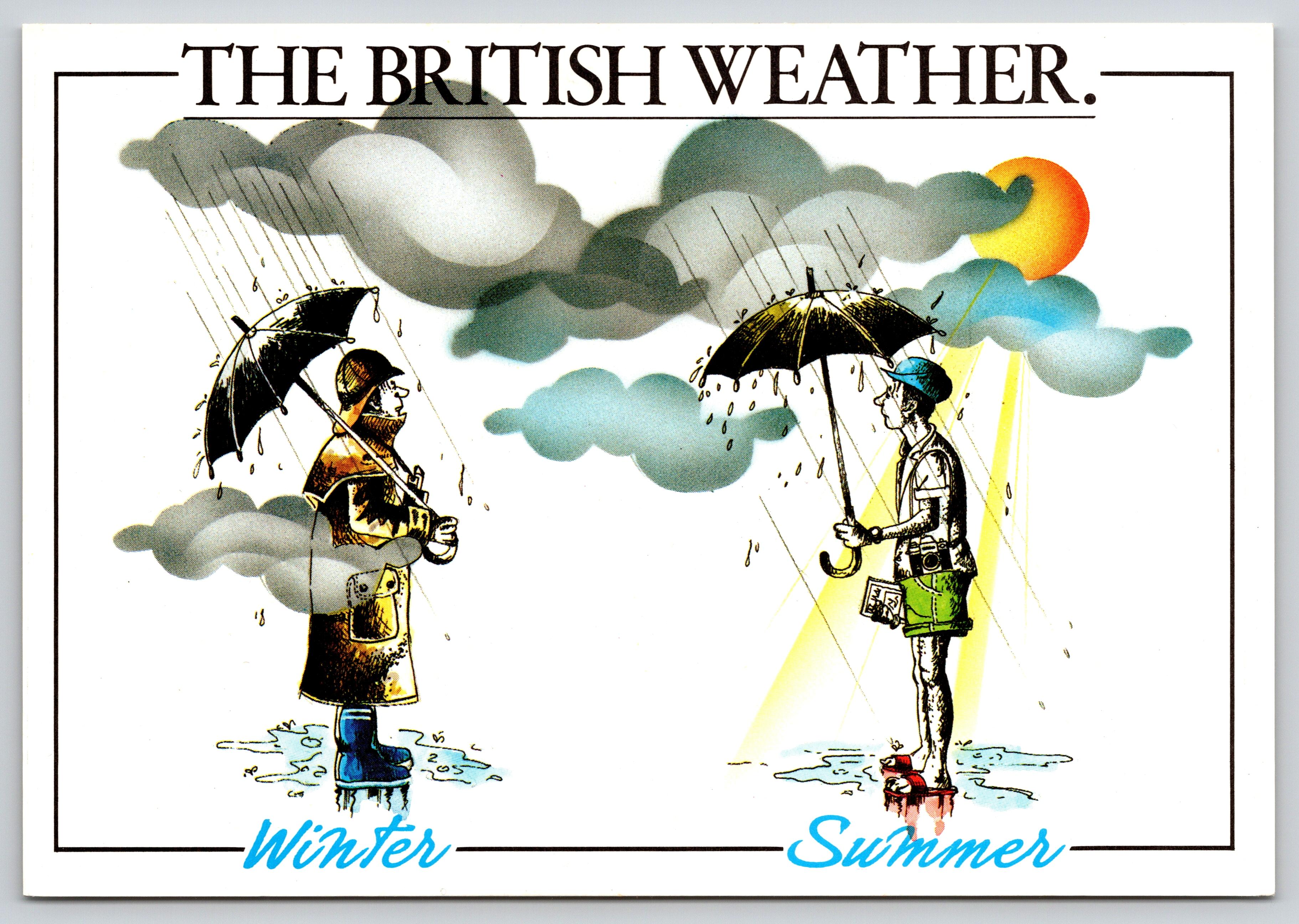 Postcard The British Weather Meteorology Humor Raining in Winter and ...