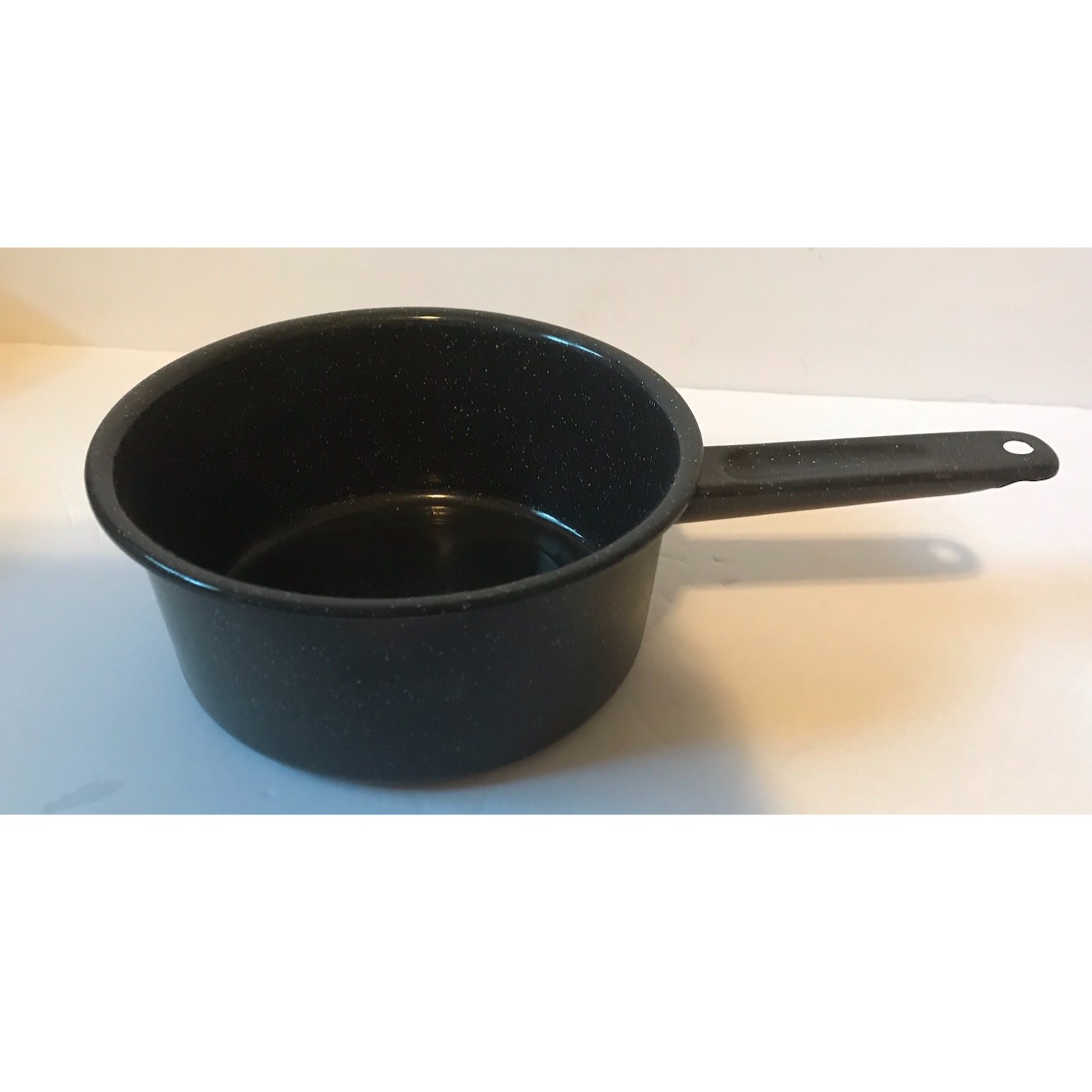 VINTAGE Set Of 2 Speckled Black/white Enamelware Camp Cookware Pot ...