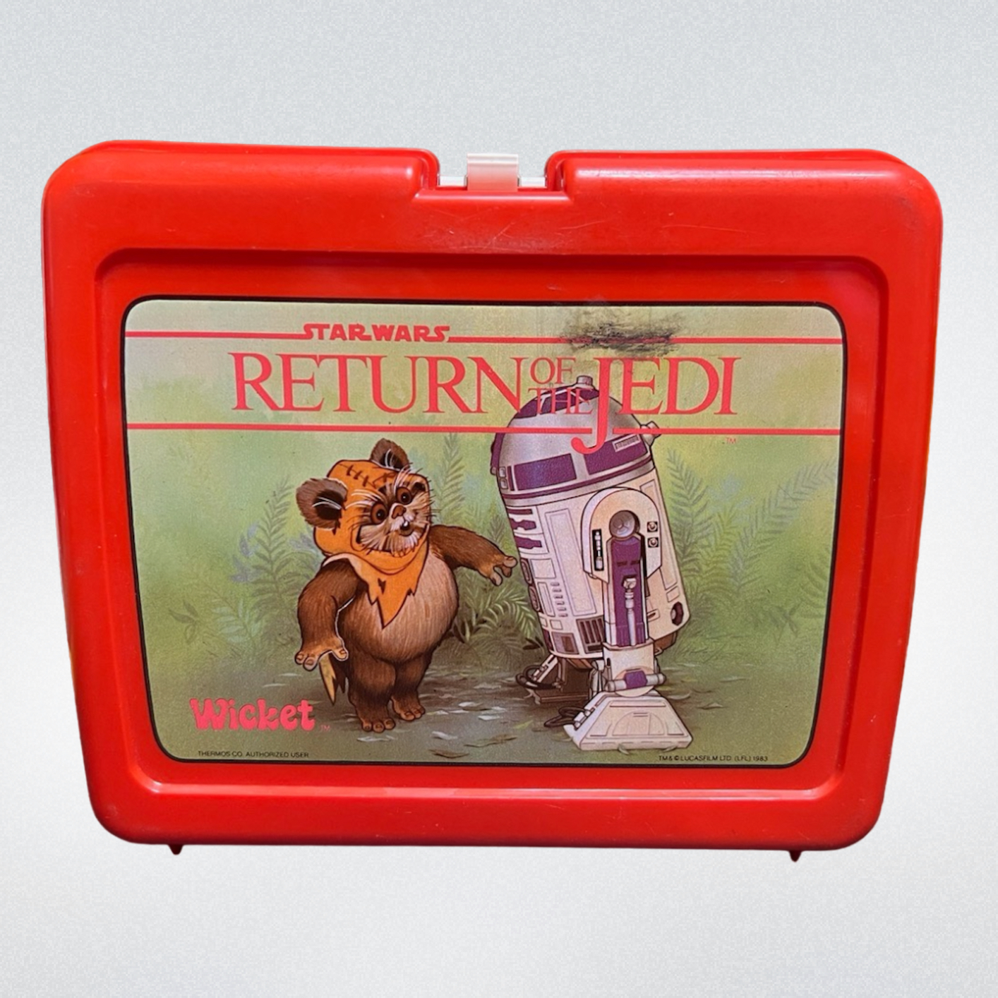 1983 STAR WARS RETURN OF THE JEDI WICKET EWOK RED PLASTIC LUNCHBOX ...