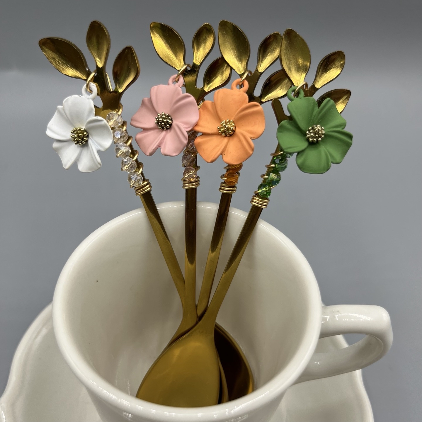 Spring Flowers Decorated Spoons-Handmade By Me
