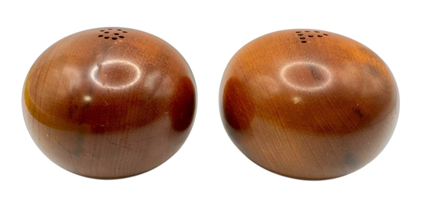 Vintage Mid Century Modern Wood Salt and Pepper Shakers Set Round ...