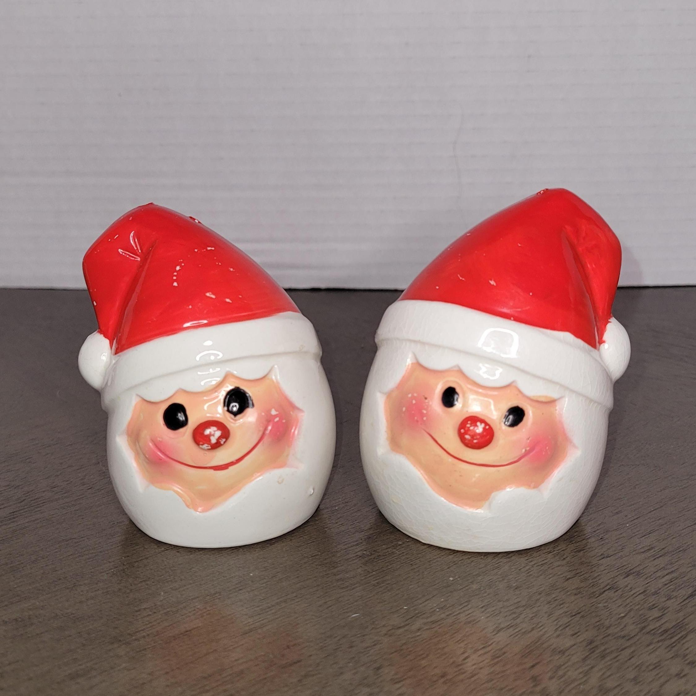 Vintage Holt Howard Elf Cloud Santa Claus Ceramic S&P Shakers