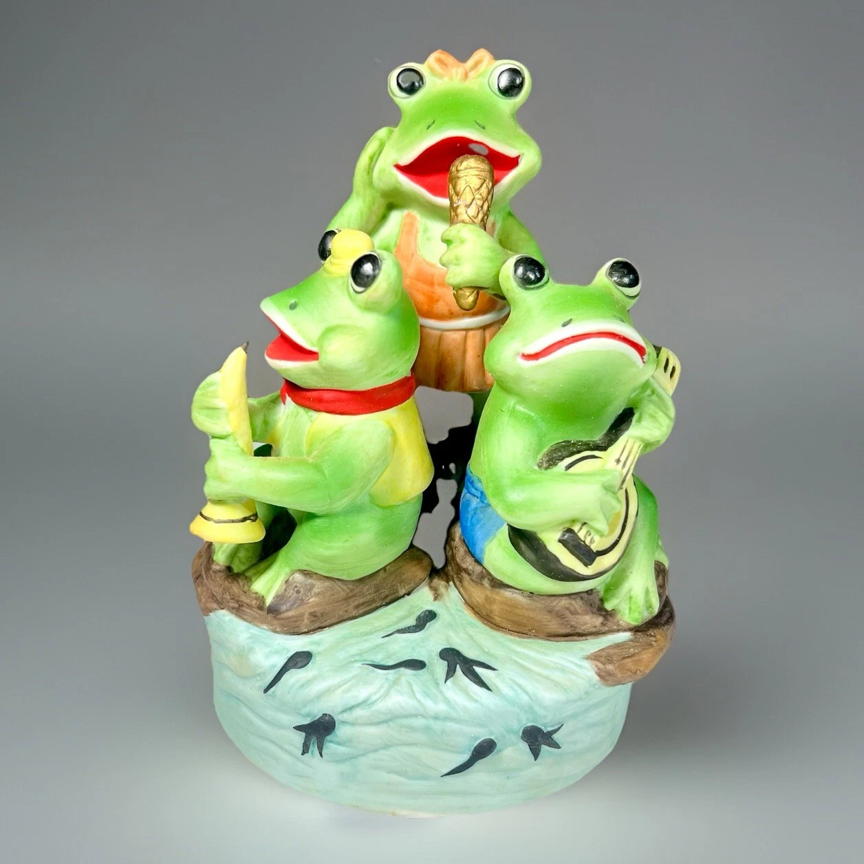 Aldon Ceramic Rotating Music Box Vintage Frog Band Musicians You Are My ...