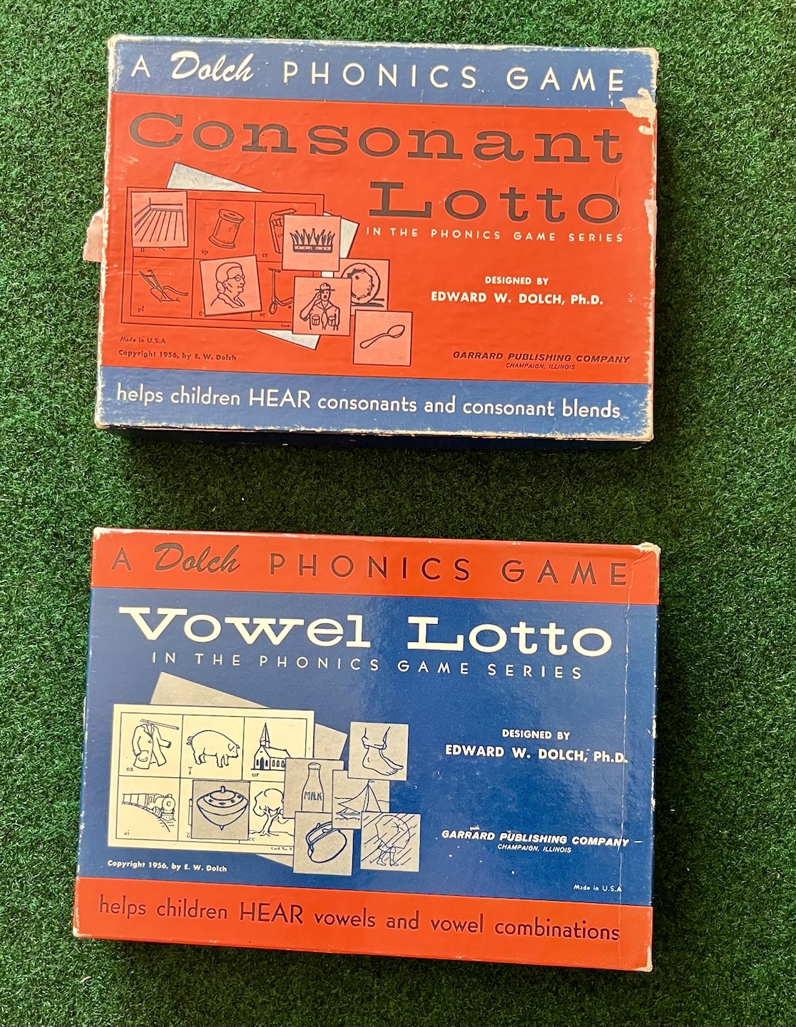 1956 Education Dolch Phonics Game Consonant Vowel Lotto Lot Of 2 Helps ...