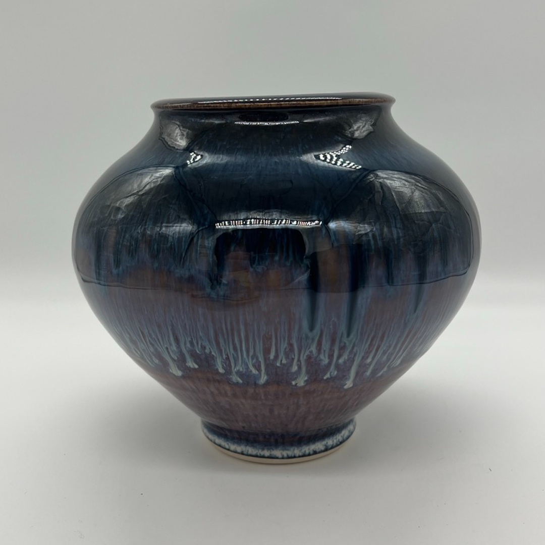 Vintage Bill Campbell Pottery Vase Flambeaux Glaze Purple Blue Brown ...