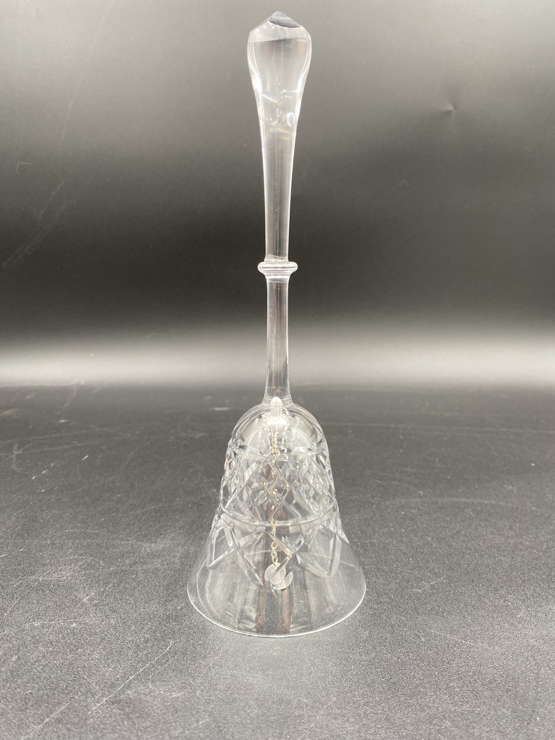 Vintage Tall Crystal Bell, Etched Diamond/Cross-Hatch Pattern