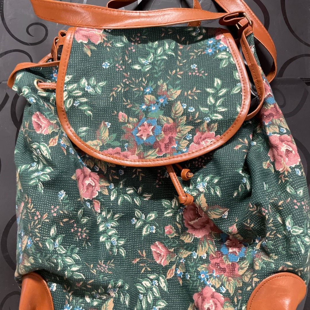 Green Floral Backpack