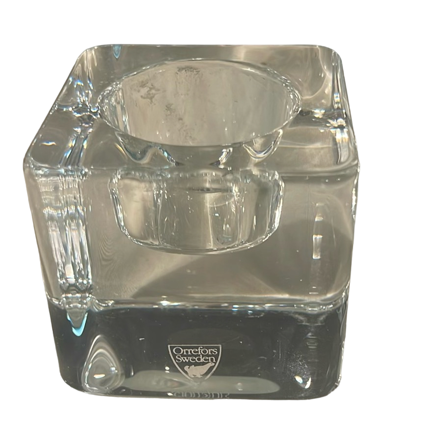 Orrefors Solid Glass Cube Highly Polished 2.5” Sq