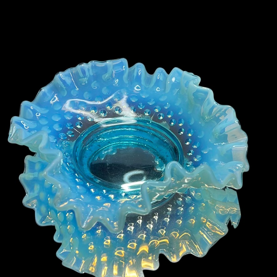 Vintage Fenton Hobnail Ruffled Candy Dish