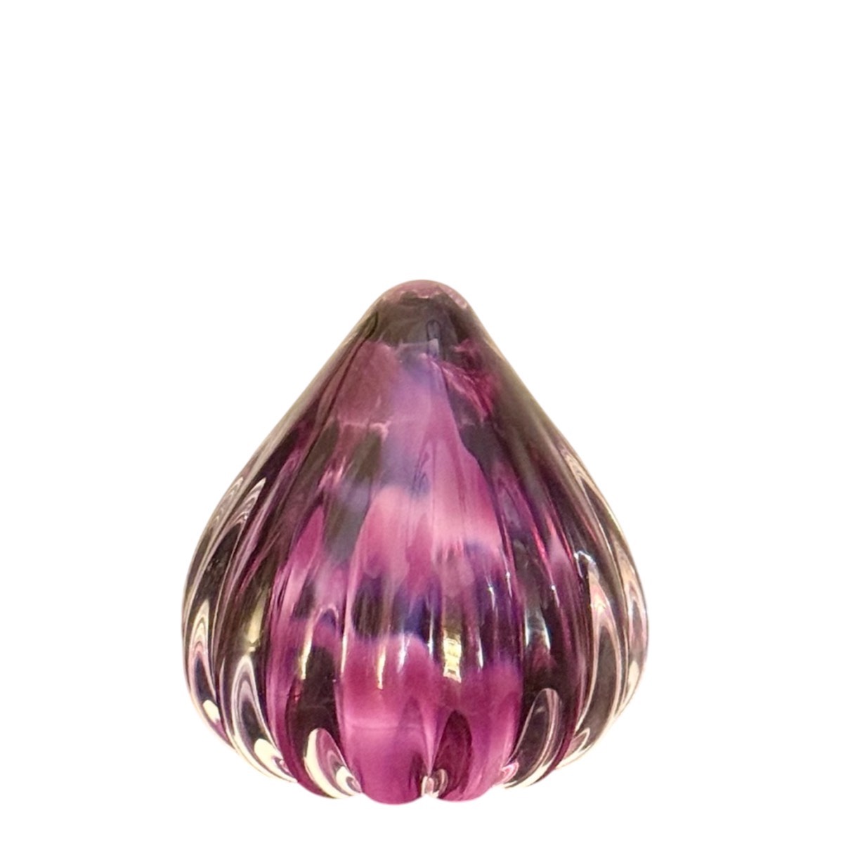 Paperweight Purple Glass Vortex Design Scalloped Base Signed Peter ...